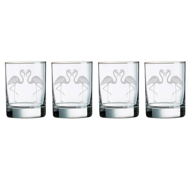 Susquehanna Glass Flamingo 4 Piece 14oz Glass Whiskey Glass